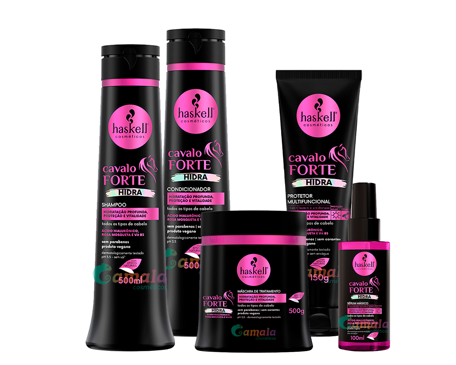 Kit Haskell Shamp cond másc leave in e sérum Cavalo Forte Hidra 500ml ...