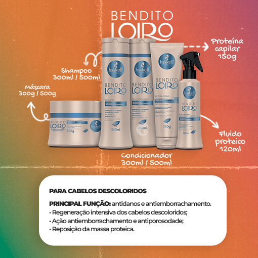 Kit Haskell Bendito Loiro Sh Cond Masc E Proteína 500ml - Camala Cosméticos